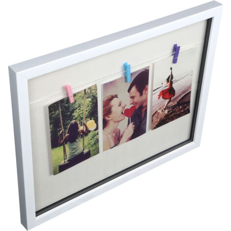 Premier Housewares Washing Line White Plastic 3 Peg Photo Frame