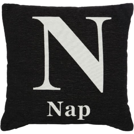 Premier Housewares Words 'Nap' Black Cushion