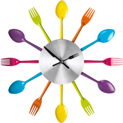Premier Housewares Multi Coloured Cutlery Wall Clock
