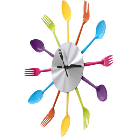 Premier Housewares Multi Coloured Cutlery Wall Clock