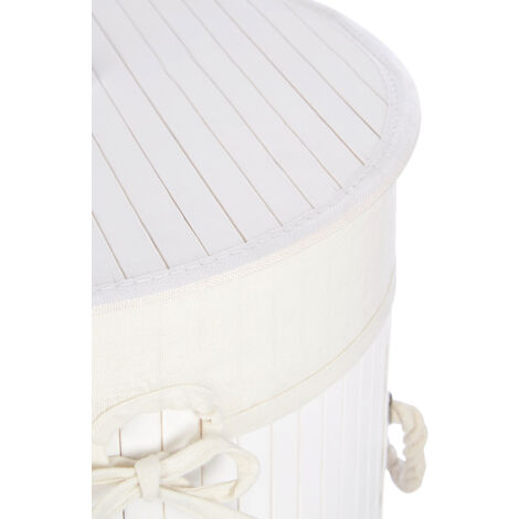 Premier Housewares Kankyo Round White Bamboo Laundry Hamper