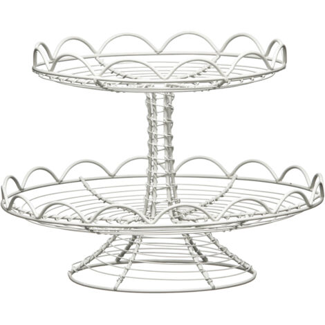 Premier Housewares 2 Tier Cream Wire Cake Stand