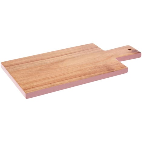 Interiors by Premier Pink Edge Rectangular Chopping Board, Natural Wood Chopping Board with ...