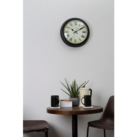 Premier Housewares Black Lined Rim Wall Clock