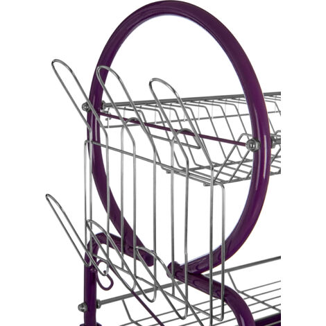 Premier Housewares Purple Enamel Frame 2 Tier Dish Drainer