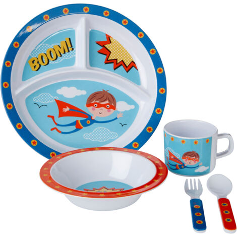 Interiors by Premier Vibrant Kids Super Rupert Dinner Set, Durable ...