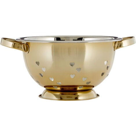 Premier Housewares Hearts Design Gold Colander