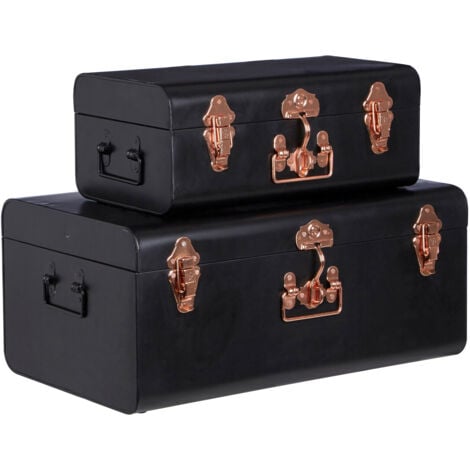Interiors by Premier Black Metal Storage Trunk Set, Set of 2 Metal ...