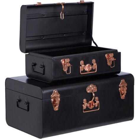 Interiors by Premier Black Metal Storage Trunk Set, Set of 2 Metal ...