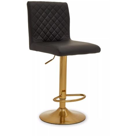 Premier Housewares Baina Black And Gold Bar Stool With Round Base