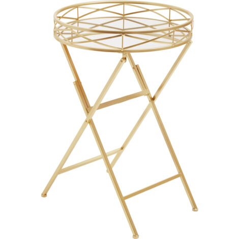 Premier Housewares Jolie Round Gold Tray Table