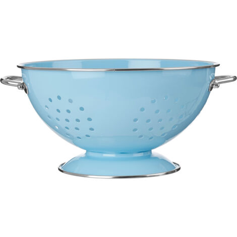 Premier Housewares Pastel Blue Enamel Retro Colander