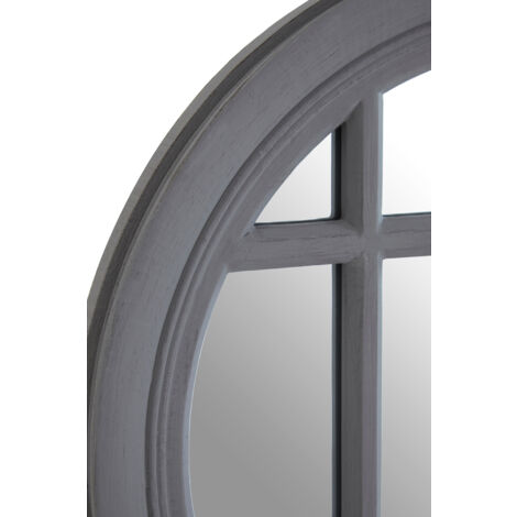 Premier Housewares Flat Wood Round Grey Wall Mirror
