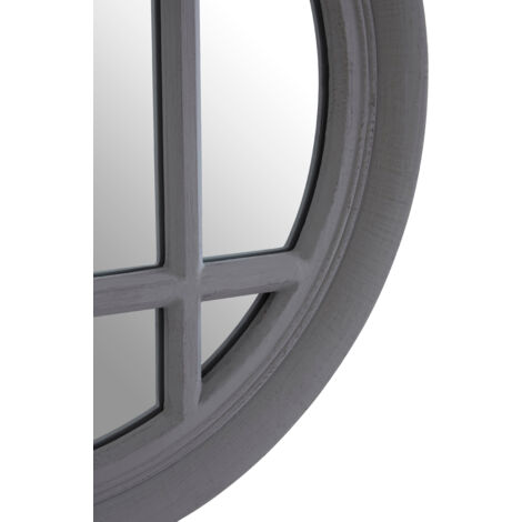 Premier Housewares Flat Wood Round Grey Wall Mirror