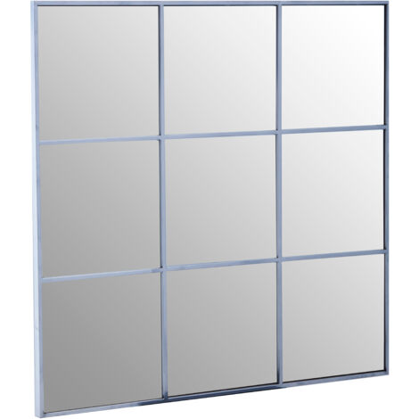 Premier Housewares Grid Wall Mirror with Silver Finish Frame