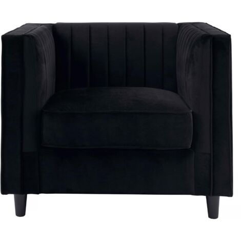 Premier Housewares Farah Black Velvet Chair