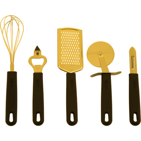 Premier Housewares Five Piece Light Gold Kitchen Gadget Set