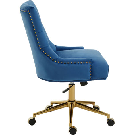 Interiors by Premier Luxury Blue Velvet Home Office Chair, Comfortable ...