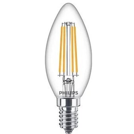 Lot de 3 ampoules LED Philips Classic Filament Candle E14 6,5W (équivalent 60W) – Lumière ...