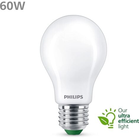 Philips ampoule LED Ultra Efficient culot E27, classe énergétique A, 60W, 3000K Blanc, verre