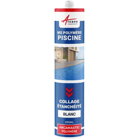 Mastic piscine, colle et étanchéité, pvc, carrelage - 290 ml x 1 Blanc ...