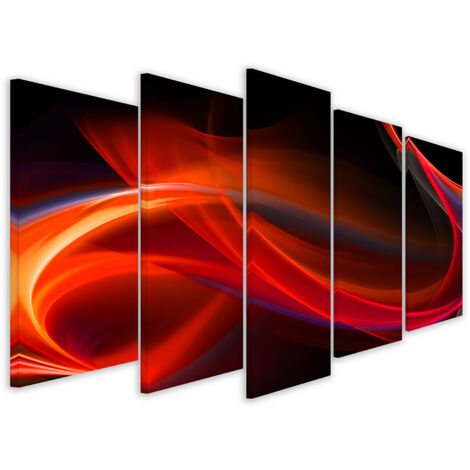 Tableau 5 parties abstrait rouge transcendant - 150x80 cm