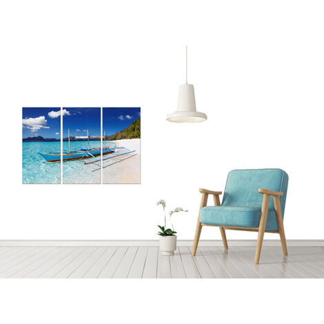 Tableau moderne, Tableau pirogue plage pattaya -thailande, 90x60cm