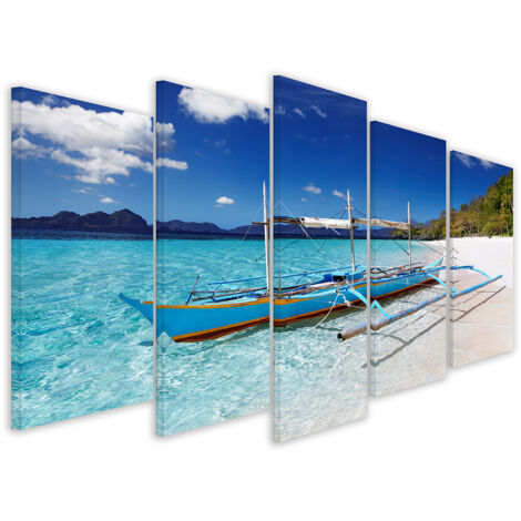 Tableau paysage, Tableau pas cher, Tableau pirogue plage pattaya ...