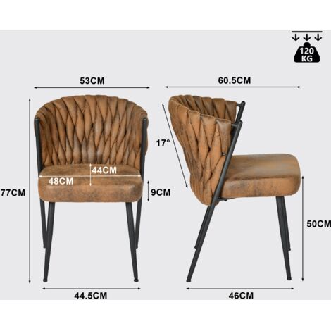 Chaise de salle a manger moderne en daim marron lot de 2 fauteuils ...