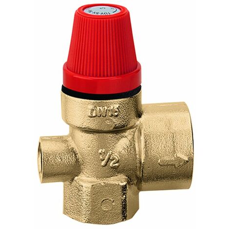 Membran-Sicherheitsventile 1/2", für Heizung, mit Manometer-Anschluss 1/2" x 3/4" 2,5 bar