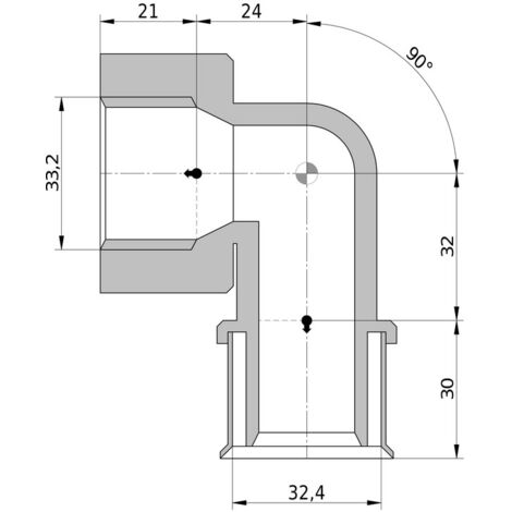 Wavin Tigris K5 Winkel 32mm x 1 IG, 90 Grad