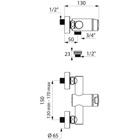 Delabie DU-MBatt. TEMPOMIX 3 G1/2B AP 30 Sek. MA 150 Abg. unten