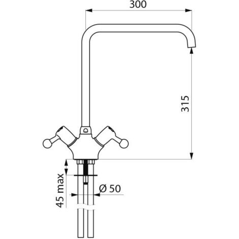 Delabie Stand MBatt. 1-Lochbrg. 100l/min,Schwenkausl.D22 L300 H315mm