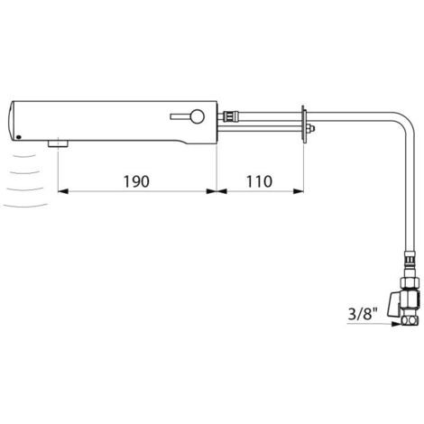 Delabie MBatt. TEMPOMATIC MIX4 WT G3/8 6V-Batt. L190 Hinterwandmont.
