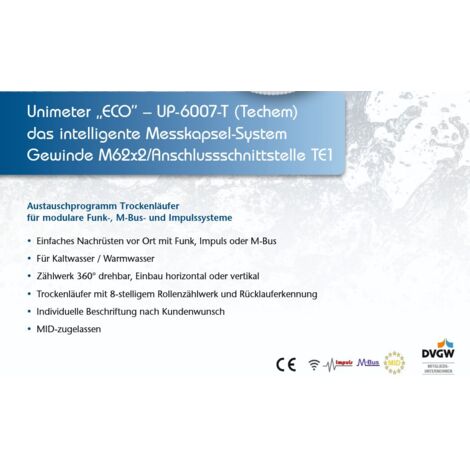 Wasserzähler Messkapsel Techem Vario-S M62x2 MID Q3 2,5 Qn 1,5 ...