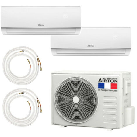 Pack Climatiseur reversible bi-split AIRTON - A Poser Soi-meme - 2500W - 2500W - Readyclim 2x6M