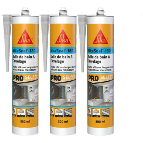 Lot de 3 mastics silicone SIKA Sikaseal-180 Salle de bain & carrelage ...