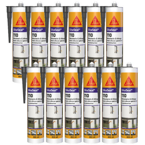 Lot de 12 mastics silicone SIKA SikaSeal 110 Menuiserie & Vitrage ...