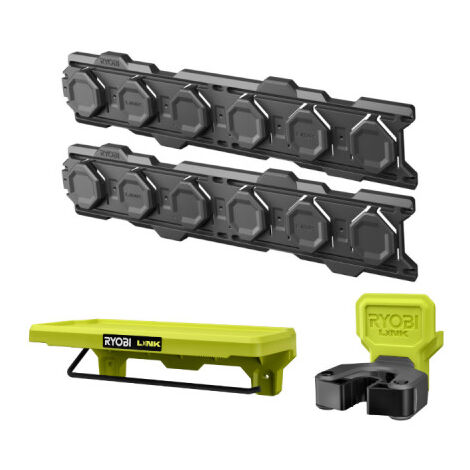 Pack RYOBI Système LINK 2 rails muraux - Pince réversible - Étagère ...
