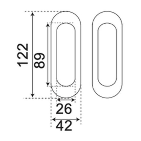 Kit cuvettes ovales pour porte à galandage - Bec de cane - Inox