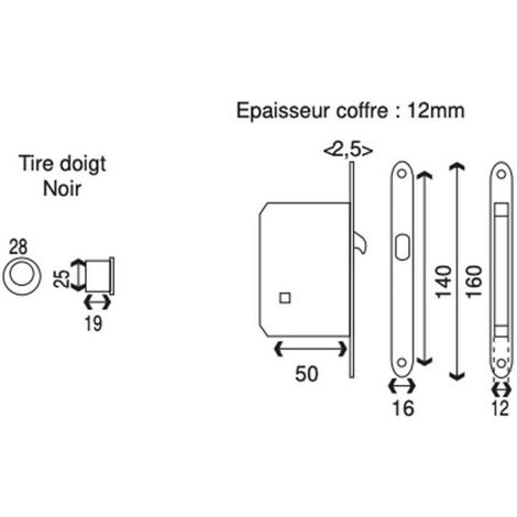 Kit cuvettes rondes pour portes coulissantes en bois - Condamnation - Blanc