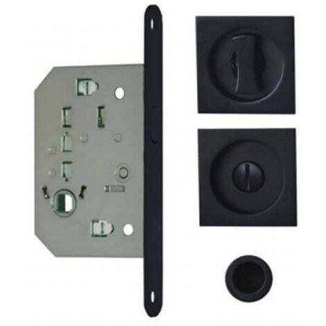 Kit cuvettes carrées pour portes coulissantes - Condamnation - Noir