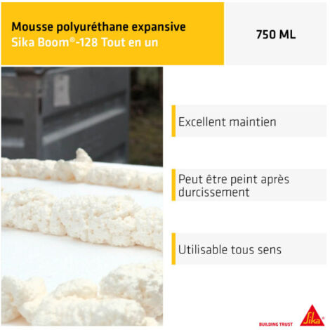SIKA Mousse expansive tout en un manuelle blanc, SikaBoom 128, 750ml