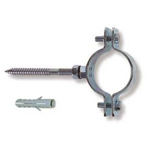 10PZ COLLARI PESANTI ACCIAIO ZINCATO TUBI 1"1/4 TUBI MM.38/43 TASSELLO