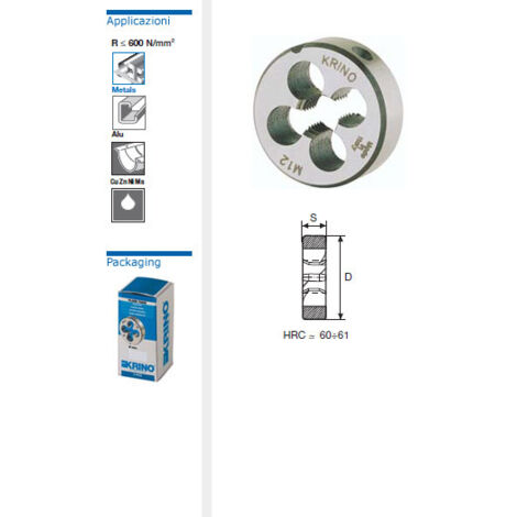 5PZ FILIERA TONDA mm. 8x1,25 - Ï x spessore mm. 25,4x9