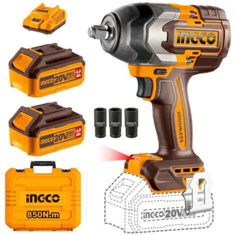 Avvitatore a impulsi a batteria 20 V 1/2" 850 nm brushless 2 batterie 4 ...