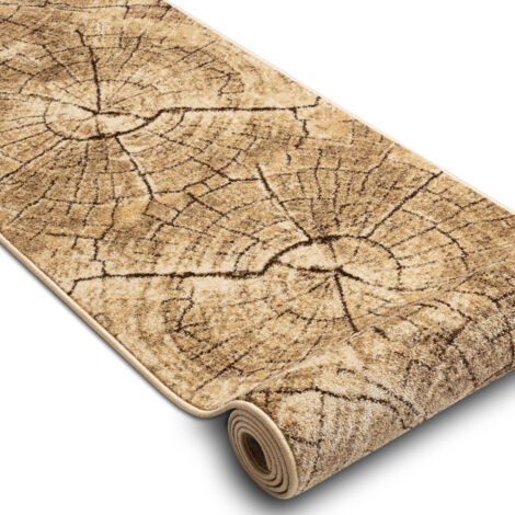 Tapis de couloir KARMEL Tronko Arbre Bois noix 60 cm beige 60x410 cm
