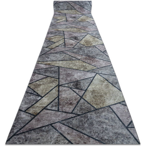 TAPIS DE COULOIR antidérapant LOTUS MOSAIC 22010 Mosaïque gris lavable ...