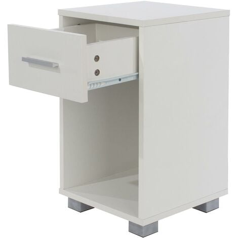 Bedside 1 Drawer White Gloss Bedroom Home Living Furniture Nightstand Unit