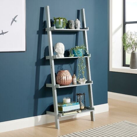 4 Tier Ladder Shelf Grey